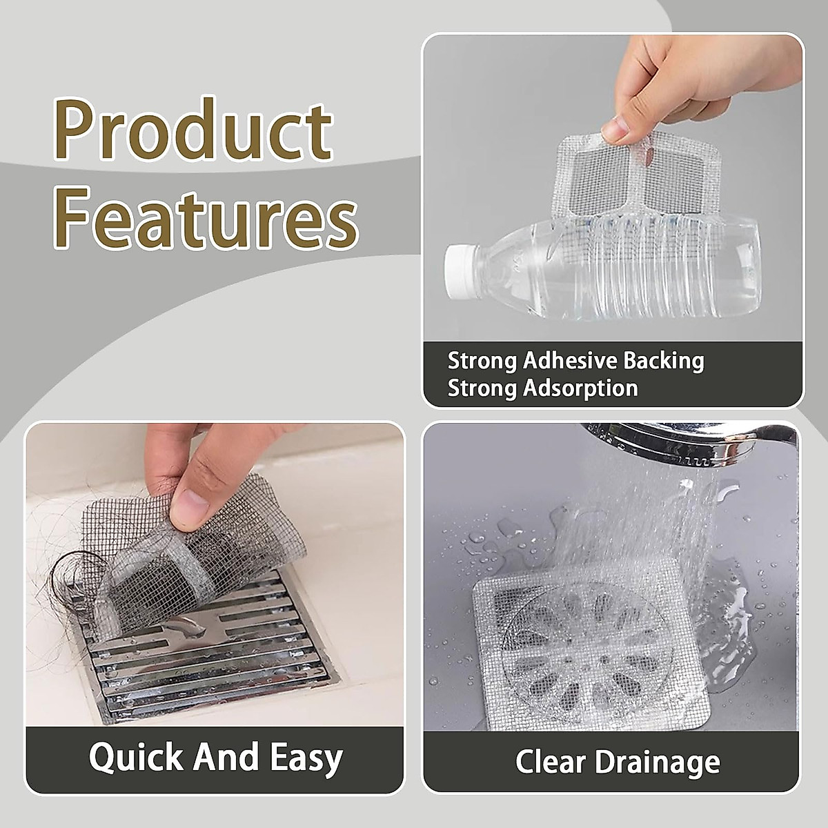 Obfuscate 50PCS Disposable Shower Drain Hair Catcher Mesh Stickers Bathroom Drain Hair Catcher for Bathroom, Laundry, Kitchen,Bathtub,Sink Square Shower Drain Mesh Sticker