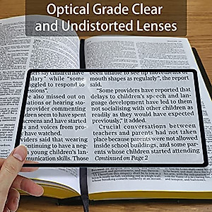 2 Pack Page Magnifying 3X Lens with 2 Bonus Bookmark Magnifiers - Perfect for Reading Small Prints, Close Work, Low Vision Aids,Ideal for Reading Small Prints & Low Vision Seniors