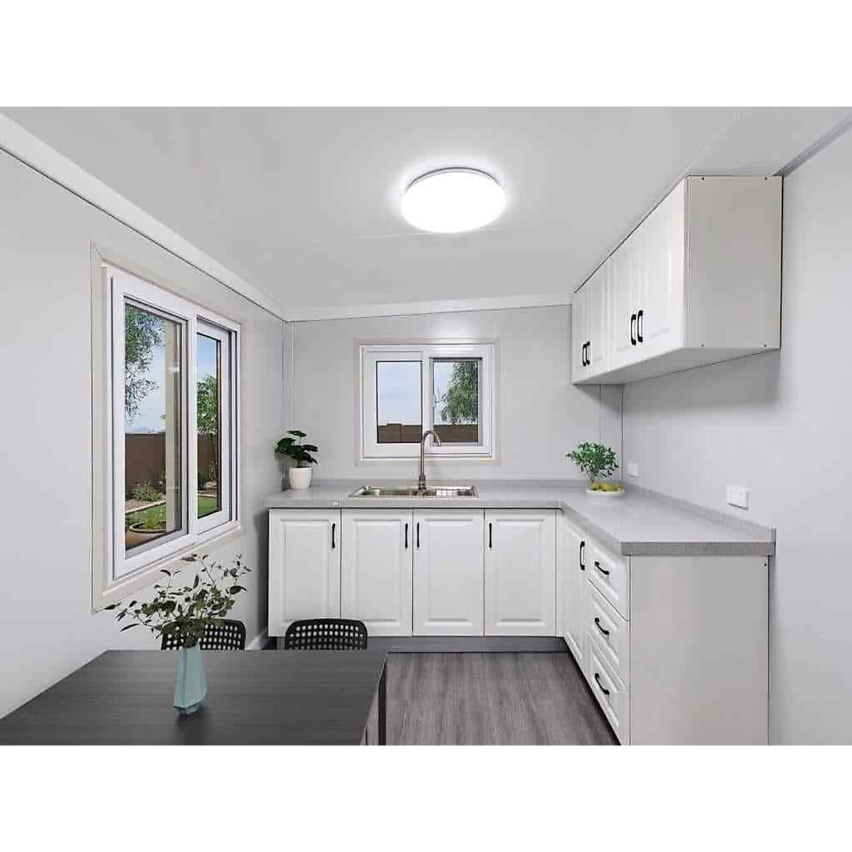 Weatherproof, Wind Resistant, Anti-Corrosion Tiny Expandable Prefab House to Live in 1 Bathroom, 3 Bedrooms & 1 Kitchen- for Small Family, Modular Guest House – 20 FT 3 in 1 Tiny Backyard House