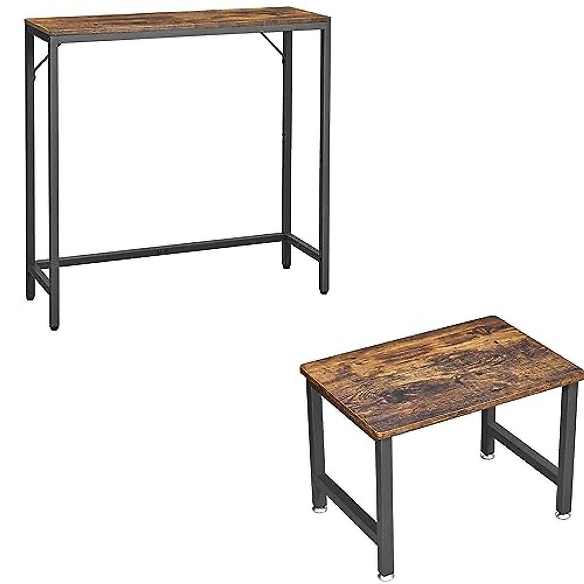 HOMCENES Narrow Console Table with 2 Support Bar and Desktop Printer Stand Bundle, Thin Entryway Table, Small Sofa Table, Industrial Couch Table, Under Desk Printer Table Rack