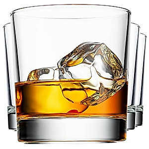 Godinger Old Fashioned Whiskey Glasses, Italian Made Drinking Glasses, Glass Cups, Whiskey Gifts - Set of 4