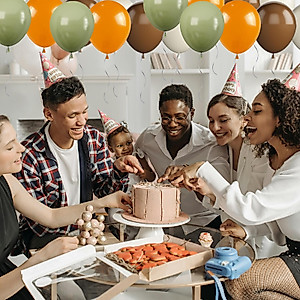 Alainzeo Brown Orange 50 Piece 12 Inch Set Latex Balloons with 33 Feet Ribbon for Birthday Party, Wedding, Graduation, Bridal Shower Decorations