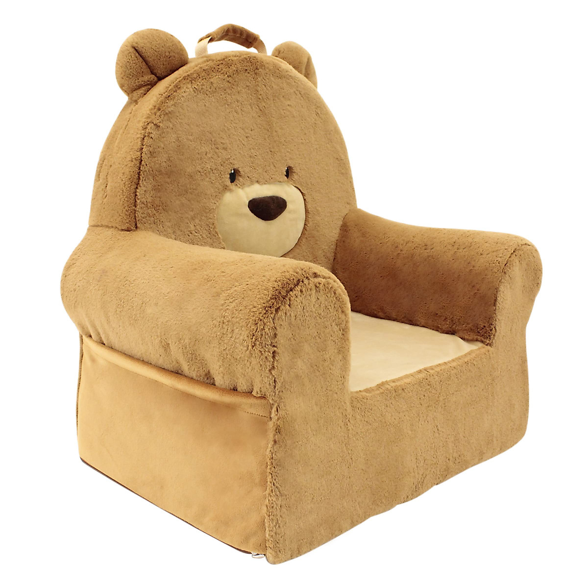 Soft Landing Animal Adventure Brown Sweet Seats, Premium and Comfy Toddler Lounge Chair with Carrying Handle & Side Pockets Bear