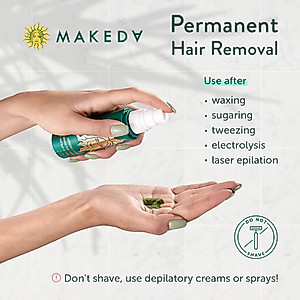Makeda 2in1 Natural Hair Growth Inhibitor & Post Waxing Solution for Ingrown Hair Treatment - Hair Remover Lotion for Body Face Private Area Pubic Bikini Leg - Painless Hair Removal for Women and Men