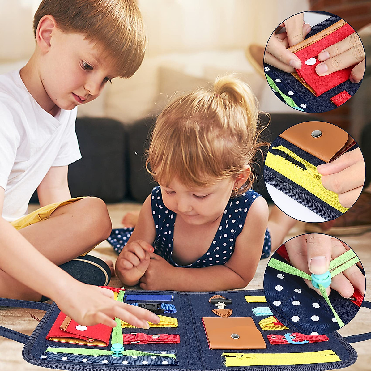 Busy Board Montessori Toys for Toddlers,Sensory Toys Gifts for 3 4 5 6 7 8 Year Old Boys & Girls Preschool Toddler Activities Board Learning Educational Travel Toys for Road Trip Car Airplane Games