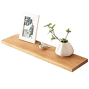 INMAN Floating Shelves for Wall 24 inches Natural Oak Wood Wall Shelves, Wall Mounted Solid Wood Shelf Display Storage Rack for Living Room, Bedroom, Kitchen, Bathroom Decor