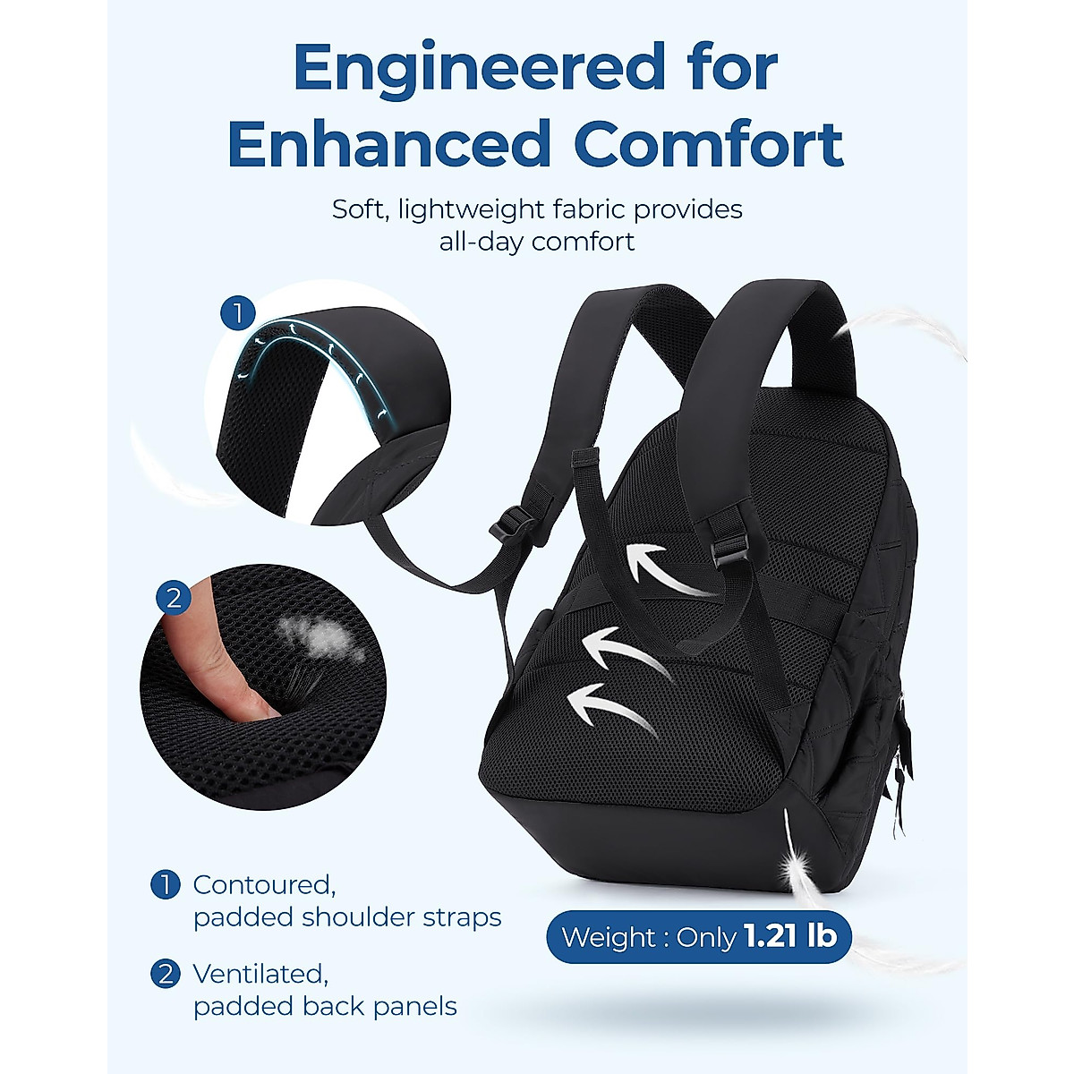 BAGSMART Laptop Backpack for Women, Travel Backpack Fits 17.3 Inch Computer Bookbags 40L Back Pack with Charging Port Hole for School College Work Business, Black