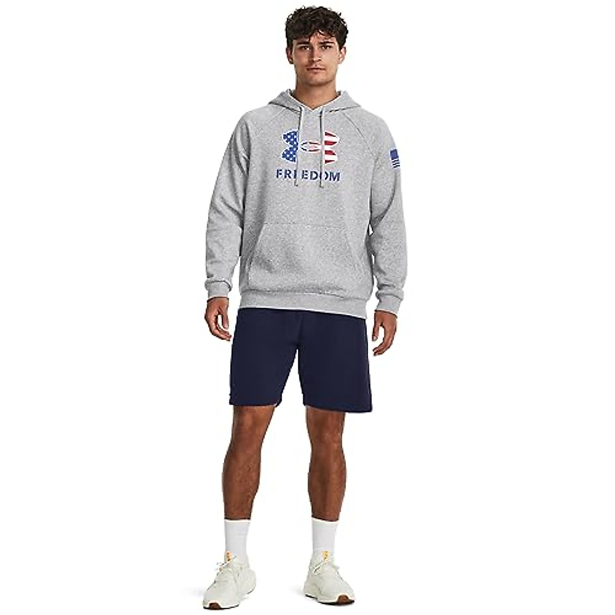Under Armour mens Freedom Big Flag Logo Hoodie, (011) Mod Gray Light Heather / / Black, Large