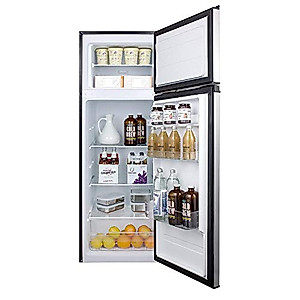 Summit Appliance CP972SS Two-door Cycle Defrost 22" Wide 7.1 Cu.Ft. Refrigerator-Freezer in Slim Width, Stainless Steel Doors, Adjustable Glass Shelves, Door Storage, Sealed Back and Black Cabinet