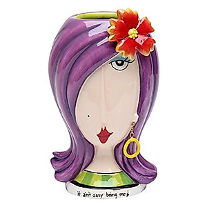 StealStreet SS-CG-62650, 5.88 Inch It Aint Easy Being Me Lady with Flower Make Up Holder Vase