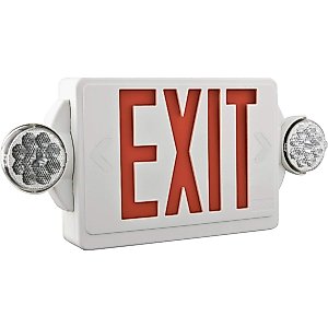 Lithonia Lighting Quantum Red LED Combo Exit/Emergency Light with Back-Up Battery, White #LHQMSW1R 120/277