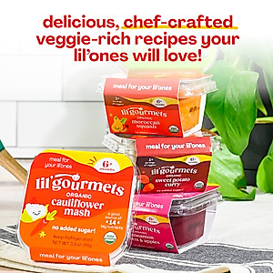 lil’gourmets Organic & Fresh Veggie-Rich Baby Food, Clean Label Project Purity Award Winner, For 6+ Months, 3.5oz Cups (Variety Pack of 18))