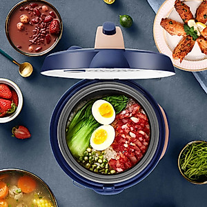 Rice Cooker with Steamer Insert, Blue, Slow Cooker with Keep Warm Function, Steamer, Rice Cooker,Blue-5L