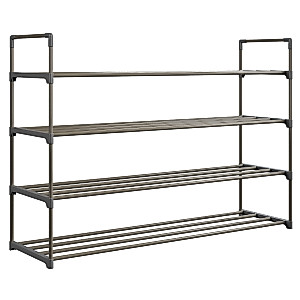 Shoe Rack - 4-Tier Shoe Organizer for Closet, Bathroom, Entryway - Shelf Holds 20 Pairs Sneakers, Heels, Boots by Home-Complete (Gray)