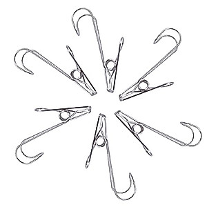 YYANGZ 15PCS Stainless Steel Metal Long Tail Clip with Hooks Laundry Hooks Clothes Pins Hanging Clips Clothes Pins Hanging Universal Clips