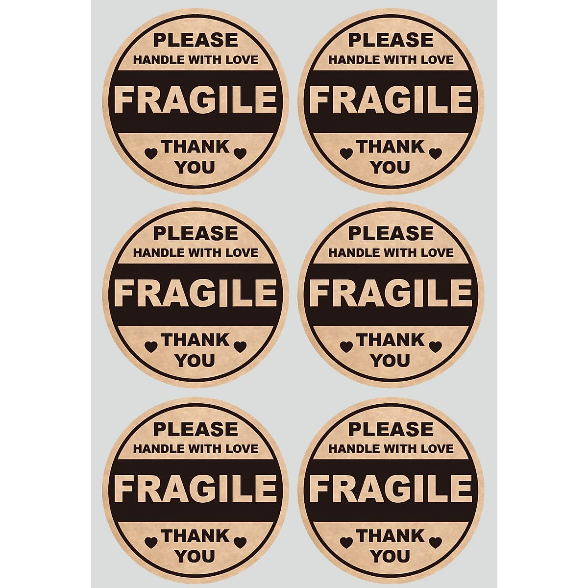2 inch 300 PCS Fragile Stickers for Shipping Please Handle with Love and Thank You Waterproof Stickers