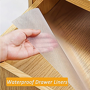 Drawer Liners for Dresser, Non Adhesive Shelf Liner, Washable Fridge Liners, Waterproof Non-Skid Oil-Proof Cabinet Liner, 12 inches x 9.85 feet - Clear, 12 IN x 9.85 FT