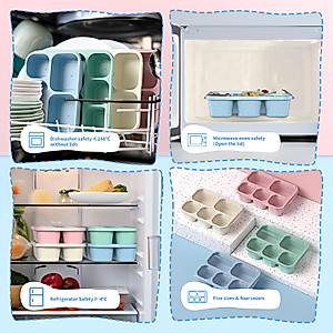 Bento Box Adult Lunch Box - 4 Pack, 5 - Compartment Meal Prep Container for Kids, Reusable Food Storage Snack Containers - Stackable for School, Work, and Travel (Wheat(Green/Blue/Pink/Beige))