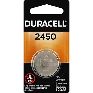 Duracell 2450 3V Lithium Battery, 1 Count Pack, Lithium Coin Battery for Medical and Fitness Devices, Watches, and more, CR Lithium 3 Volt Cell