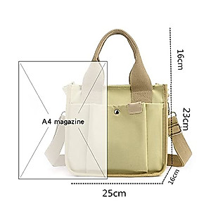 Large Capacity Multi-Pocket Handbag Japanese Handmade Tote Bag with Zipper Tote Purses Crossbody Bag Canvas Handbag for Women (Black)