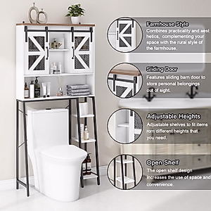 Over The Toilet Storage Cabinet, Farmhouse Storage Cabinet Over Toilet with Sliding Barn Door，Home Space-Saving Toilet Rack, for Bathroom, Restroom, Laundry
