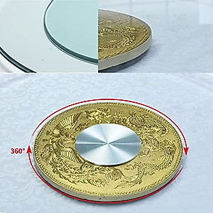 Tempered Glass Rotating Tray, Lazy Susan Turntable, Display Rotating Plate, Table Dish Revolving/Rotating Stand, Aluminum Alloy Bearing, Round Table Top Rotating Table Tray-Transparent Aluminium Alloy