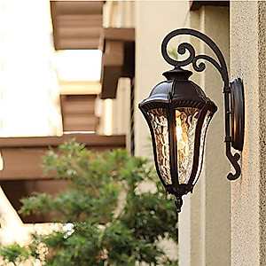 MUMUMI Waterproof Gate Villa Outdoor European Style Wall Lamp E27 Home Garden Creative Personality Coffee Color Wall Sconces Lights, Industrial Wall Light (Size : S)