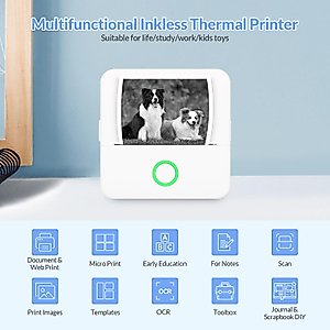 Label Maker Machine with Tape, Portable Bluetooth Label Printer, Small Smart Phone Handheld Sticker Mini Labeler Multiple Templates Font Icon Easy to Use Inkless Rechargeable F Office Home
