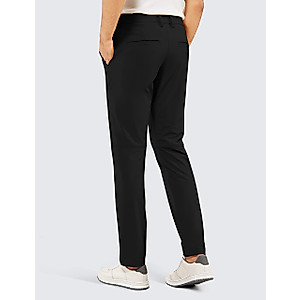 CRZ YOGA Men's Stretch Golf Pants - 35" Slim Fit Stretch Waterproof Outdoor Thick Golf Work Pant with Pockets Black 33W x 35L