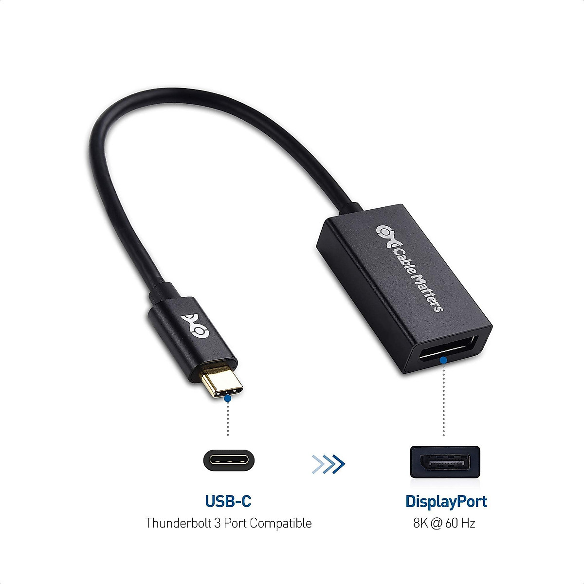 Cable Matters USB 3.0 KVM Switch DisplayPort 1.4 for 2 Computers, USB C to DisplayPort 1.4 Adapter, and USB C to USB Adapter Bundle