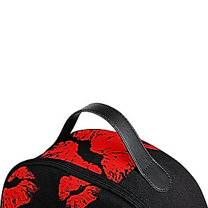 La Random Red Lips Prints Custom Backpack Multi-Pocket School Bag Large Capacity Travel Daypack