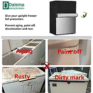 Dalema Upright Freezer Cover,Outdoor Waterproof Upright Refrigerator Cover,Outside 3.0 Cubic Feet Compact Stand Up Fridge Covers.Front Can Be Rolled-Up With Zippers.(Black,22" L x 23" W x 34" H)