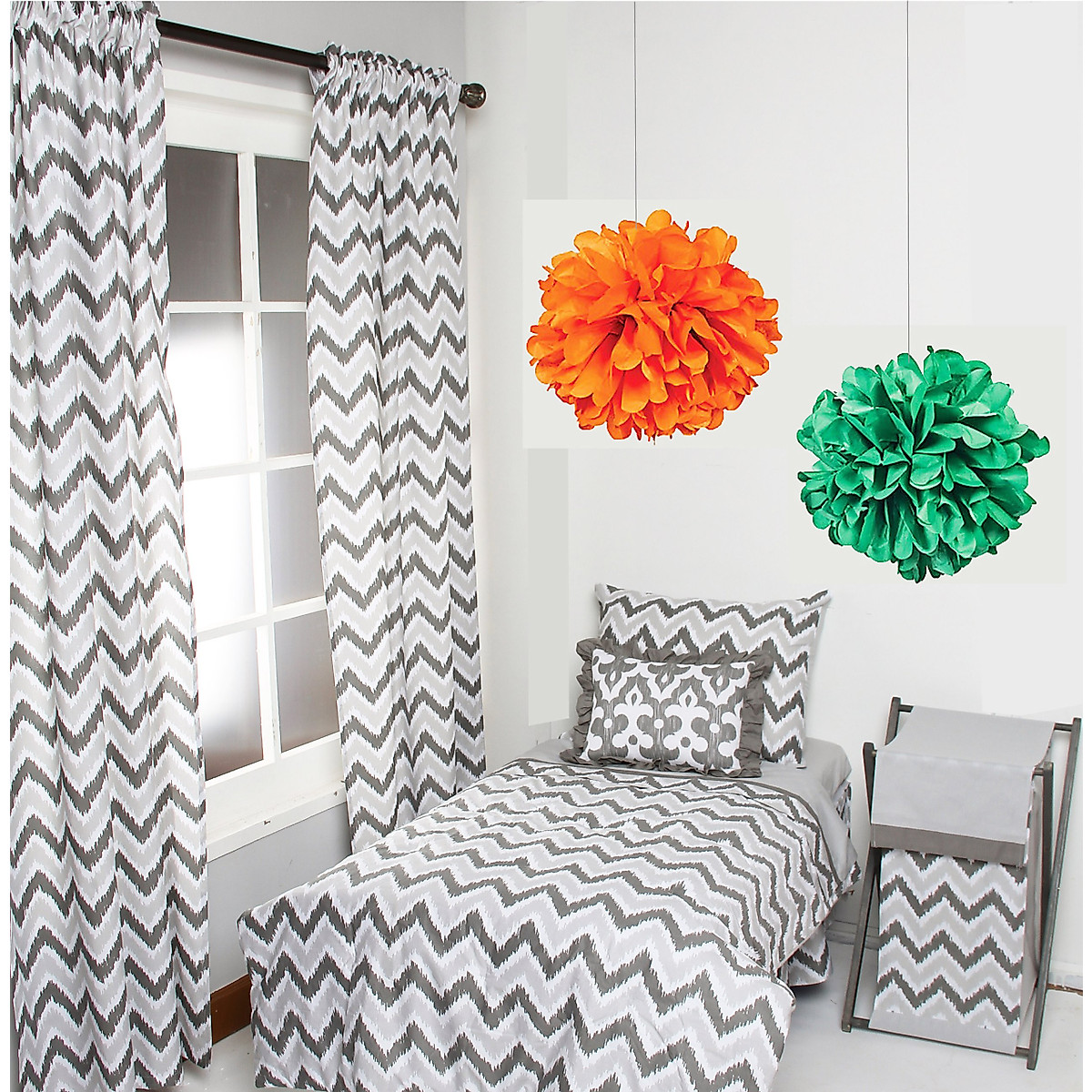 Bacati Ikat Zigzag Grey Hamper