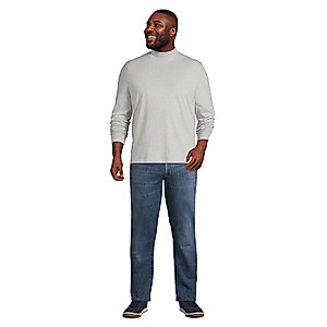 Lands' End Mens Long Sleeve Super-T Mockneck Gray Heather Regular Medium