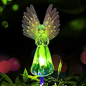 XVZ Outdoor Solar Garden Decorative Light, 2 Pack Solar Angel Light,Outdoor Garden Landscape Waterproof Small Street Light,Suitable for Yard Patio Lawn Grave Cemetery Decorations Backyard