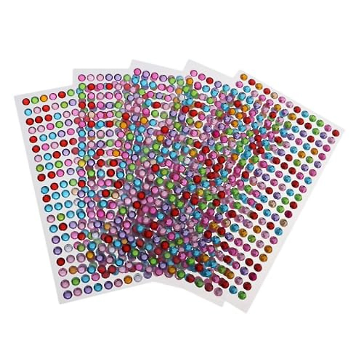 DTOWER 5 Pcs Sparkling Crystal Rhinestone Gem Adhesive Stickers 3mm, Mixed Color, 6mm 5 Pcs