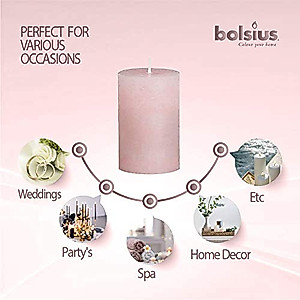 BOLSIUS Rustic Soft Pink Unscented Pillar Candles - 2" X 4" Decoration Candles Set of 4 - Clean Burning Dripless Dinner Candles for Wedding & Home Decor Party Restaurant Spa- Aprox (100X50m)