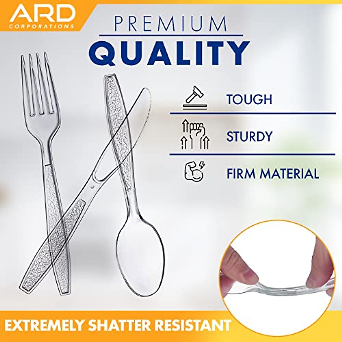 Ard Wholesale 360 Count Cutlery Combo Box | Clear Extra Strong Extra Resistant | 180 Forks, 120 Spoons, And 60 Knives