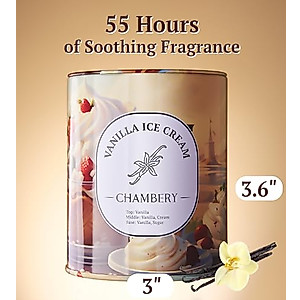 CHAMBERY Vanilla Bean Candle | Sundae Desert Artistry in Tin | Soy Wax with Lead-Free Cotton Wick | 55-Hour Burn | Timeless Aroma for All Seasons