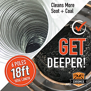 18-Foot Chimney Cleaning Kit - 6x3 Ft Fiberglass Rods, 6-Inch Premium Poly Brush, 1/4" NPT Fittings - Durable and Effective