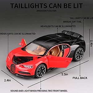 1:32 Bugatti Chiron zinc Alloy Pull Back Car Diecast Electronic Toys with Lights and Music,Decorative,Mini Vehicles Toys for Kids,Boyfriend,Young Peoples Gift（red）