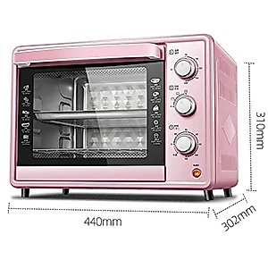 30L Elecric Oven,with Temperature Setting 70-230℃ 120 Minutes Timing 1500W 3 Baking Functions Convection Countertop Toaster Oven (Pink) (Pink) Aesthetic and Practical