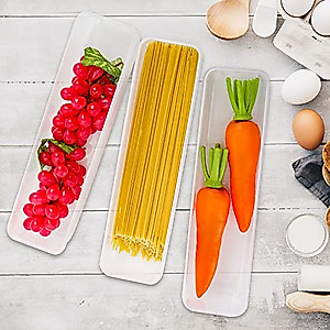 ZENFUN Set of 6 Pasta Storage Containers with Lid, Airtight Spaghetti Noodle Holder Rectangular Chopstick Storage Box Sealed Noodle Canisters for Refrigerator, Kitchen Pantry, 3 x 12 x 3 Inches