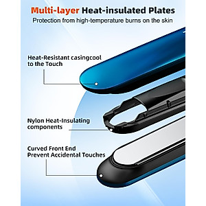 Negative Ion Flat Iron Hair Straightener, Ceramic Hair Straightener with LCD, 1" Flat Iron with 11 Heat Settings, Professional 2 in 1 Hair Iron for Thick Hair, Anti Static & Auto Shut-Off