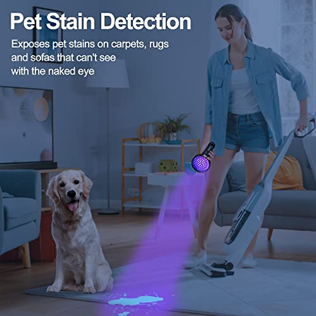Vansky Black Light UV Flashlights, Ultra Bright 100 LED 395nm Ultraviolet Blacklight Detector for Dog Cat Pet Urine, Dry Stains and Bed Bug, Matching with Pet Odor Eliminator