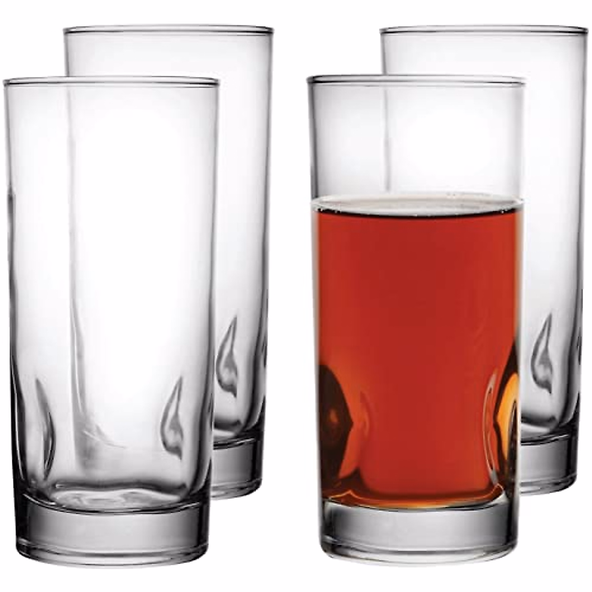 Circleware Simply Everyday, Bentley Set of 4 Heavy Base Highball Drinking Glasses, Beverage Kitchen Glassware for Water, Juice, Ice Tea, Beer, Wine & Bar Liquor Dining Decor Gifts, 15.75oz, Clear