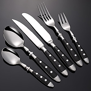 Aimilan 72 Piece Modern Flatware Set with Steak Knives, 18/10 Stainless Steel Silverware Set for 12, Cutlery Set Include Fork Knife Spoon, Mirror Polished, Dishwasher Safe (72 Pcs Service for 12)