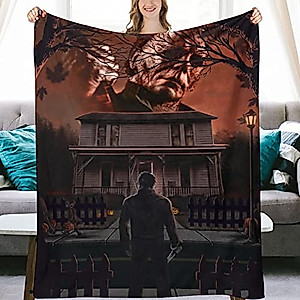 GIMCJOK Rustic Michael Halloween Myers Throw Blanket, Flannel Halloween Blankets and Throws for Couch, Queen Size Air Conditioned Blanket 40"x50"