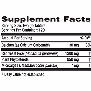 Weider Red Yeast Rice Plus with Phytosterols 1200 mg per 2 Tablets - 240 Tablets