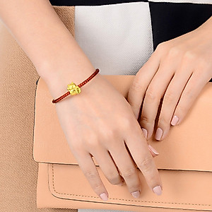 CHOW SANG SANG 999 24K Solid Gold Maneki Neko Lucky Cat Charm Bracelet for Women 89164C (Maneki Neko Lucky Cat, 6.6 Inches, (17 CM))